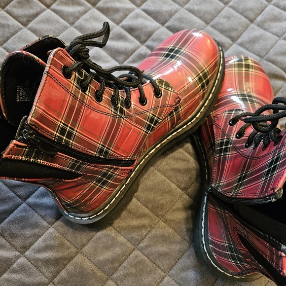 torrid | Shoes | Torrid Red Plaid Lace Up Boots | Poshmark